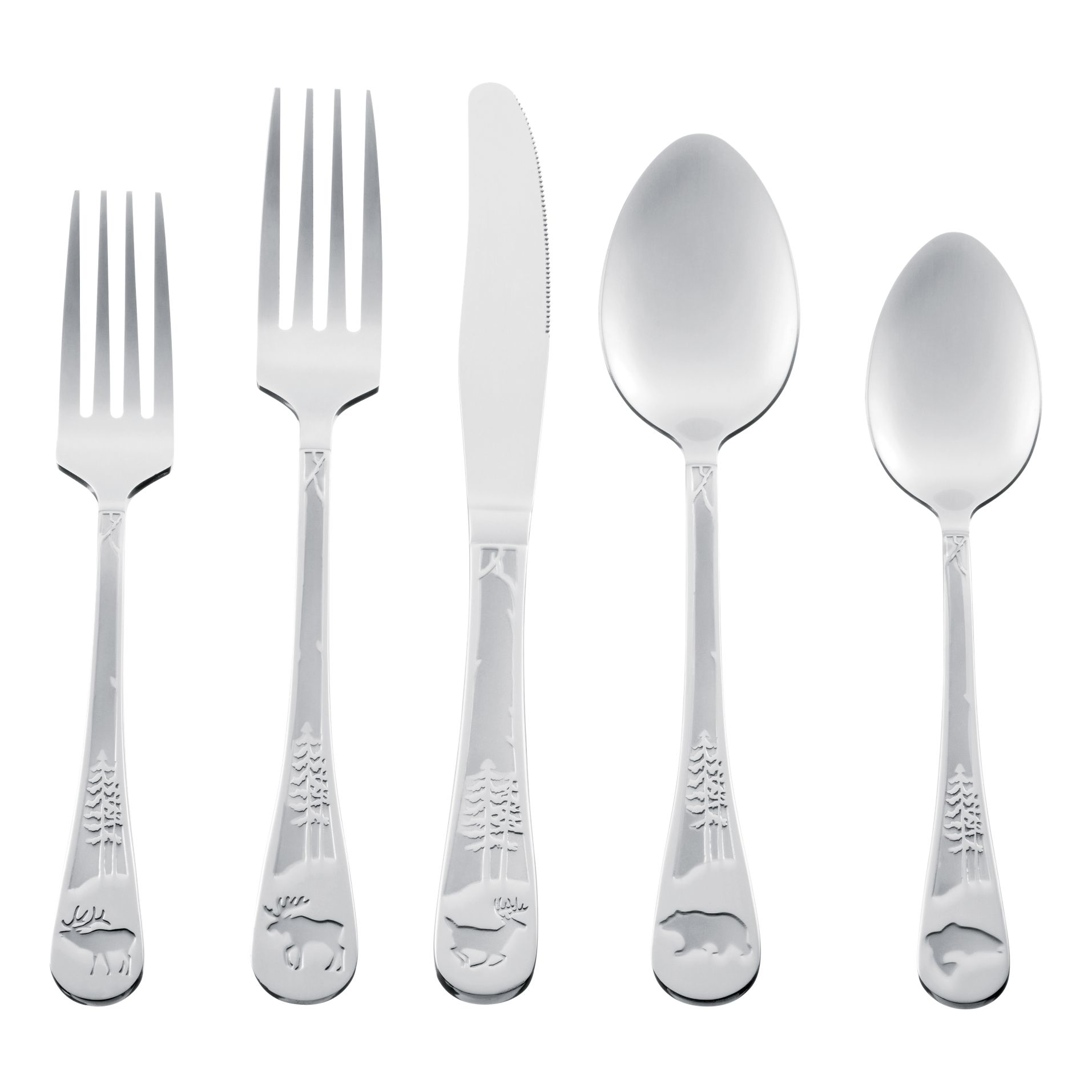 White River Home Wildlife Animal Pattern 20-Piece Flatware Set | Bass ...